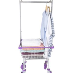 CHAMIN 1.5BU Chrome Coated CART for House and Commercial (Lavender Color) (Chrome, 1.5 Bushel)