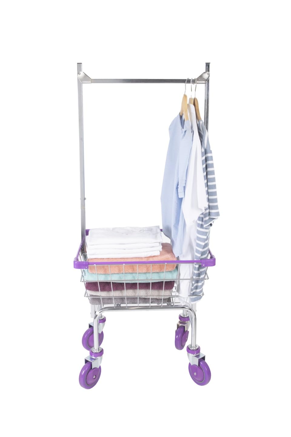 CHAMIN 1.5BU Chrome Coated CART for House and Commercial (Lavender Color) (Chrome, 1.5 Bushel)