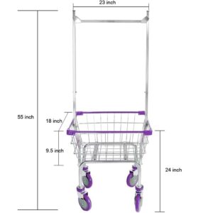 CHAMIN 1.5BU Chrome Coated CART for House and Commercial (Lavender Color) (Chrome, 1.5 Bushel)