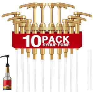 10 pcs gold coffee syrup pumps, compatible with 25.4 oz/750ml bottles, great for home & coffee bar drinking mixes, tea, beverage, cocktails