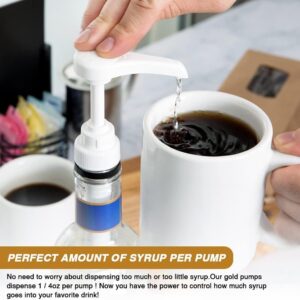 10 Pcs Gold Coffee Syrup Pumps, Compatible with 25.4 Oz/750ml Bottles, Great for Home & Coffee Bar Drinking Mixes, Tea, Beverage, Cocktails