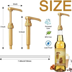 10 Pcs Gold Coffee Syrup Pumps, Compatible with 25.4 Oz/750ml Bottles, Great for Home & Coffee Bar Drinking Mixes, Tea, Beverage, Cocktails