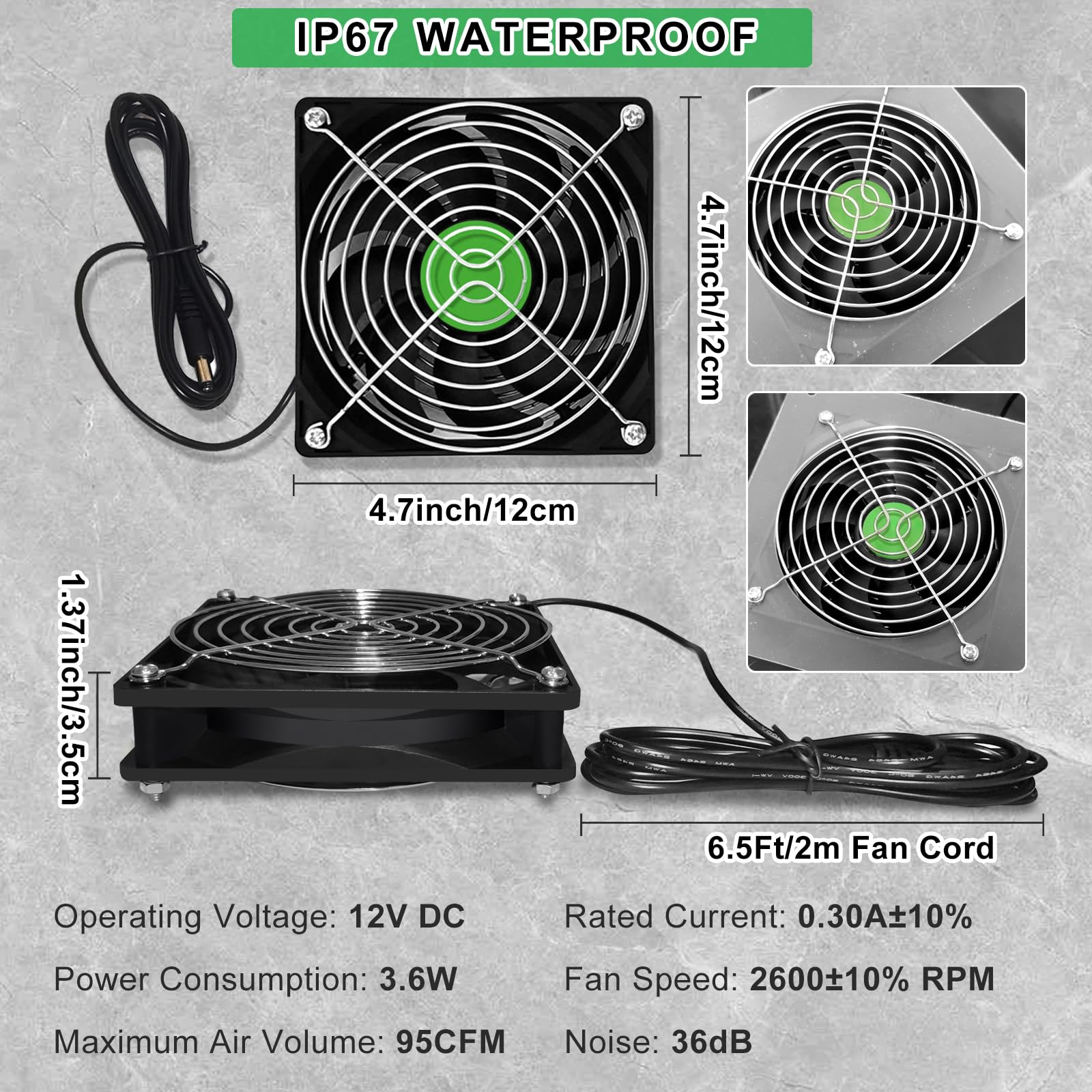 Wroyeti Solar Powered Fan 20W Solar Panel Fan for Chicken Coop Two Waterproof Fans On/Off Switch 15Ft Cable Outdoor Solar Fan for Chickens, Greenhouses, Sheds,Pet Houses,Window Exhaust