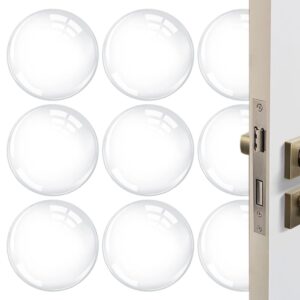 door stopper wall protector 1.57”, wall door handle stopper, clear rubber door knob, quiet wall protector for door handle, door knob wall protector for kitchen cabinets, self adhesive(clear, 9pcs)