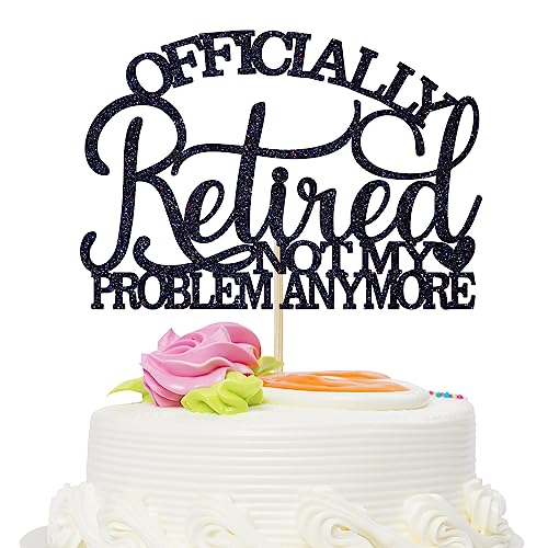 Officially Retired Cake Topper, Happy Retirement, The Legend Has Retired, Retirement Party Decorations Supplies - Black Glitter