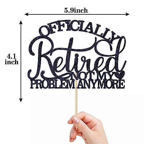 Officially Retired Cake Topper, Happy Retirement, The Legend Has Retired, Retirement Party Decorations Supplies - Black Glitter