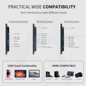 TouchWo 15 inch Industrial Embedded Touch Panel PC, Android All in One Mini PC with Open Frame Capacitive Touchscreen Monitor, RK3568 RAM 2G & ROM 16G Industrial PC Built-in Speakers