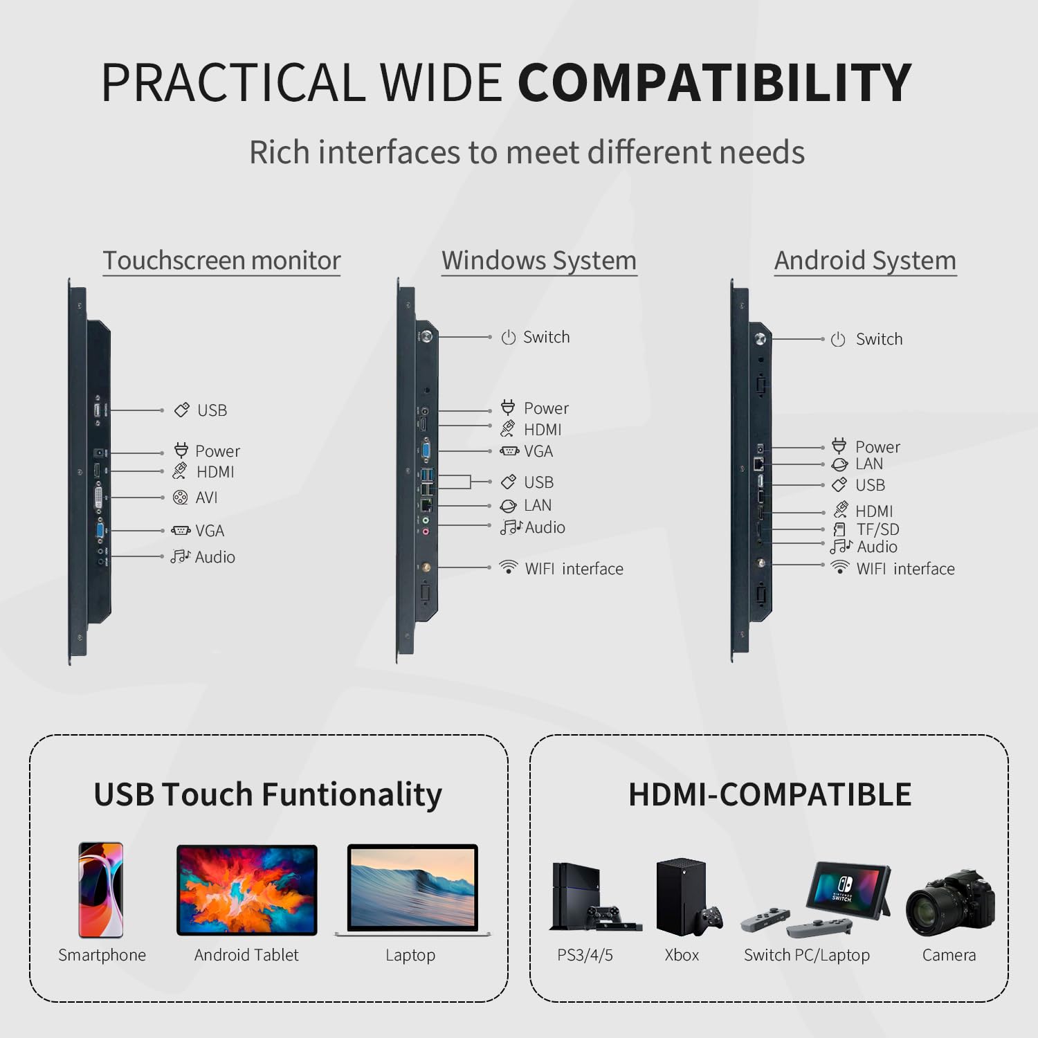 TouchWo 15 inch Industrial Embedded Touch Panel PC, Android All in One Mini PC with Open Frame Capacitive Touchscreen Monitor, RK3568 RAM 2G & ROM 16G Industrial PC Built-in Speakers