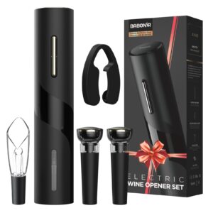 babonir electric wine opener set - automatic electronic bottle openers with greeting card, vacuum stoppers, wine aerator, and foil cutter, ideal gift for wine lovers, party, and home entertaining