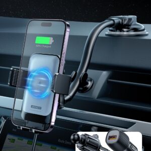 APPS2Car Wireless Car Charger Auto Clamping Wireless Car Charger Mount Car Phone Holder Wireless Charger for Dashboard & Air Vent Phone Mount for Car Wireless Charging for iPhone 15/14/13 Galaxy etc