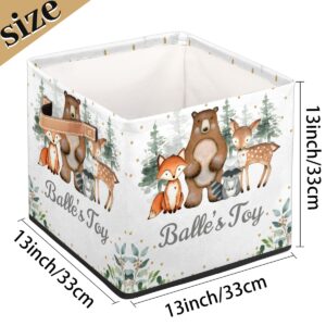 RIRIX Personalized Storage Bin, Custom Storage Baskets for Organizing with Handles, Foldable Storage Box for Closet Cloth Baskes Toy Woodland Forest Animals