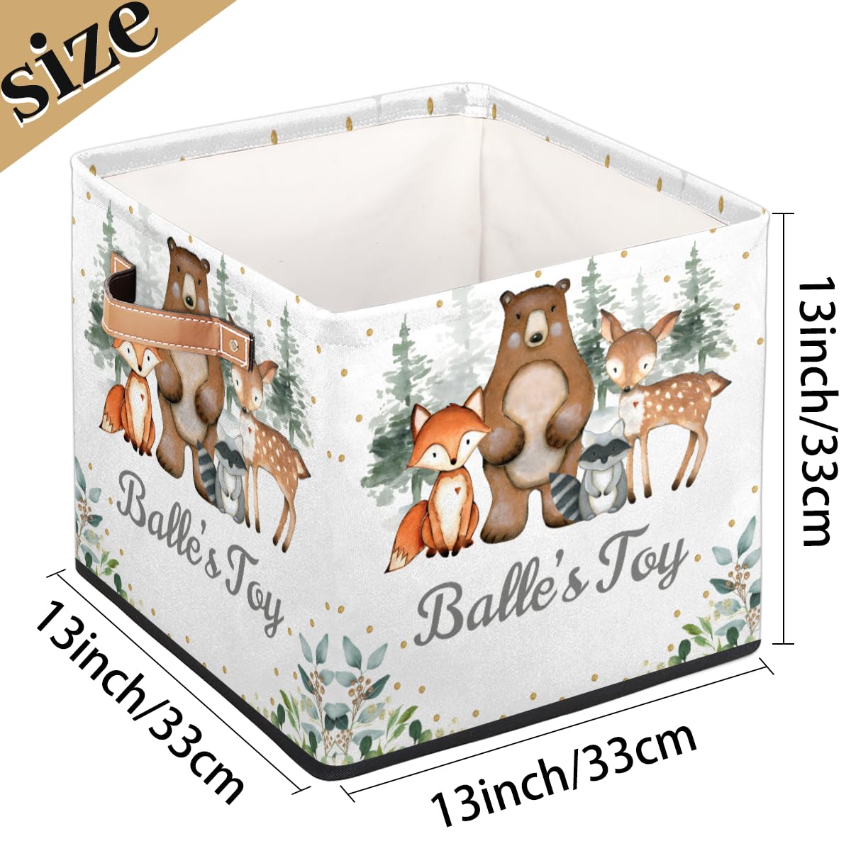 RIRIX Personalized Storage Bin, Custom Storage Baskets for Organizing with Handles, Foldable Storage Box for Closet Cloth Baskes Toy Woodland Forest Animals