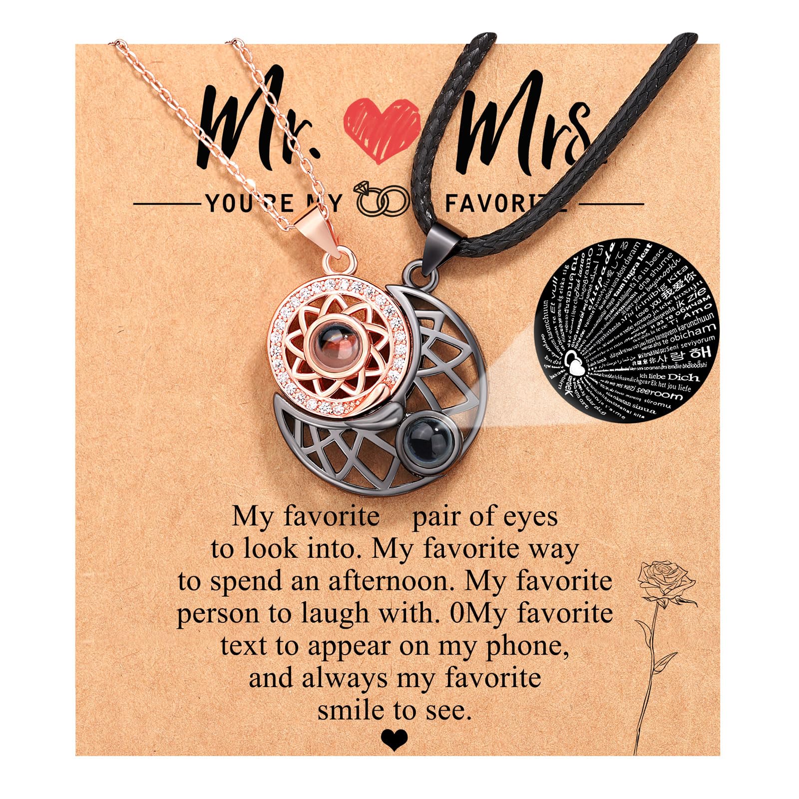 UPROMI Mr and Mrs His and Hers Wedding Gifts for Couples 2024 Wedding Registry Ideas for Bride and Groom Gifts Honeymoon Husband Wife Engagement Newlywed Gifts for Him Her Couples Necklace