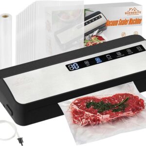 Shengsite Vacuum Sealer Machine, 6 in 1 Precision Food Vacuum Sealer with Built-in cutter, Led Indicator for Food Storage,Includes 10 Vacuum Seal Bags,1 Rolls Starter Kit& 1 Air Suction Hose