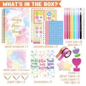 Nollh DIY Journal Kit for Girls – Journal Set for Teen Tween Girls Gifts, Stationary Scrapbook & Diary Supplies Set, Girl Gifts Craft Stuff, Birthday Gifts for 8 9 10 11 12 13 14 Year Old Girl