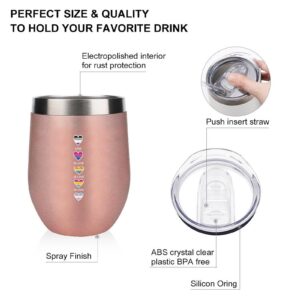 Mighun Love Is Love Pansexual Bisexual Lgbtq Wine Tumbler with Lid, Pride Parade LGBT Vacuum Coffee Tumbler, Gay Pride Stemless Insulated Wine Glasses Cup for Champaign, Cocktail, Beer