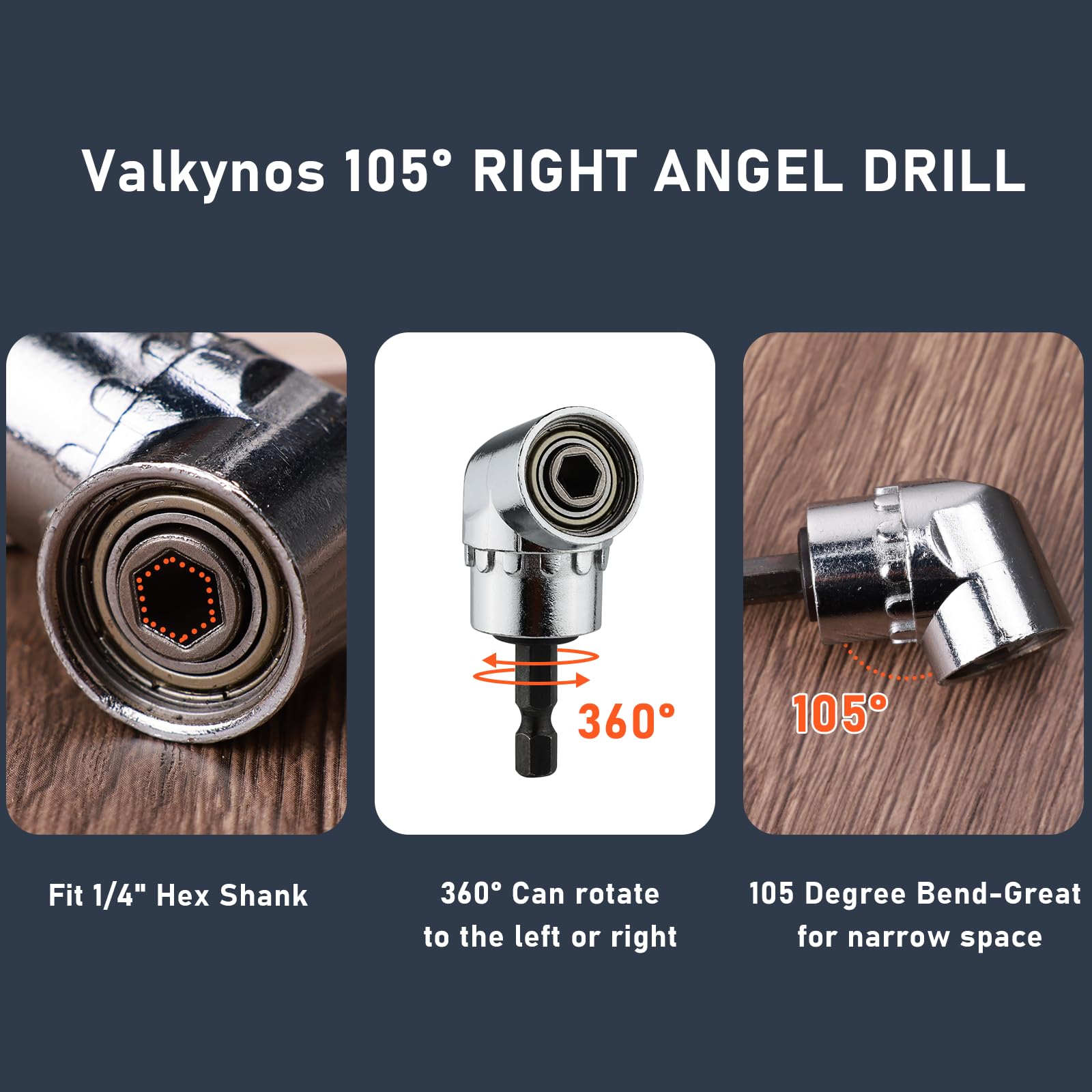 Valkynos Bit Holder Cool Gadgets, Cool Stuff Quick Release Bit Holder, 1/4 Drill Bit Holder Keychain 12Pcs, and 105° Right Angle Drill Attachment for Tight Spaces, 13Pcs Stocking Stuffers for Men Dad