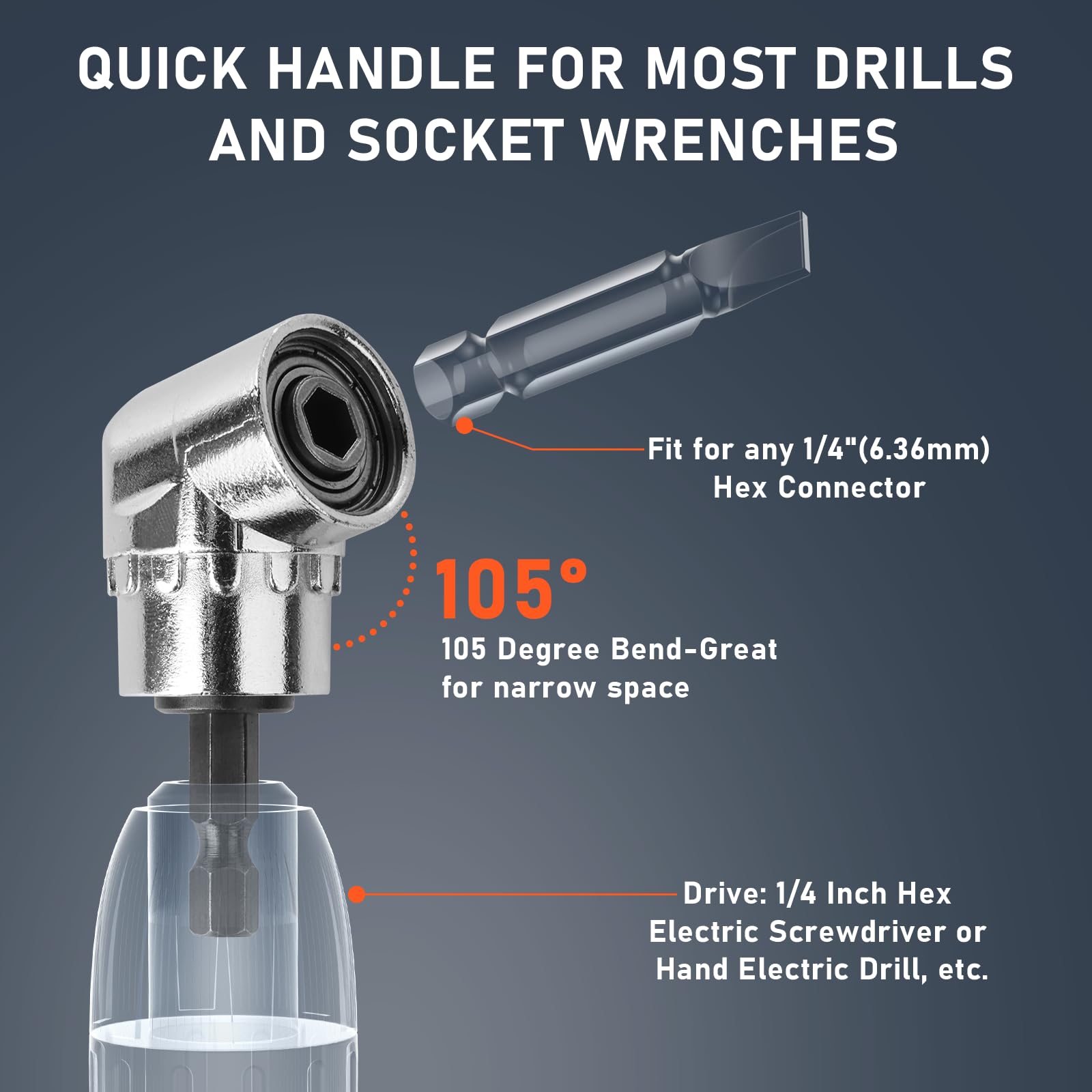 Valkynos Bit Holder Cool Gadgets, Cool Stuff Quick Release Bit Holder, 1/4 Drill Bit Holder Keychain 12Pcs, and 105° Right Angle Drill Attachment for Tight Spaces, 13Pcs Stocking Stuffers for Men Dad