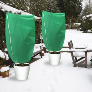 4 Pack Plant Covers Freeze Protection Winter Large Frost Cloth Blankets 2.5oz Thicker Plant Protectors Bag Covers for Outdoor Plants with Zipper Drawstring from Cold Frost Wind Pest, 39.4" x 47.2"