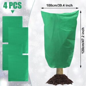 4 Pack Plant Covers Freeze Protection Winter Large Frost Cloth Blankets 2.5oz Thicker Plant Protectors Bag Covers for Outdoor Plants with Zipper Drawstring from Cold Frost Wind Pest, 39.4" x 47.2"