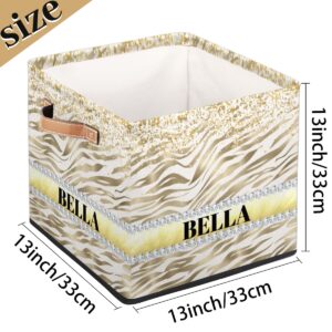 RIRIX Personalized Storage Bin, Custom Storage Baskets for Organizing with Handles, Foldable Storage Box for Closet Cloth Baskes Toy Gold Zebra Glitter