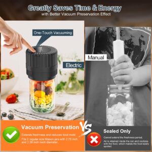 Electric Mason Jar Vacuum Sealer for Cannning＆Food Storage,Led Display,All-in-One Mason Jars Vacuum Sealer Kit for Wide Mouth＆Regular Mouth Jars,Cordless Vacuum Sealer Mothers Day Gifts-8 Jar Lids