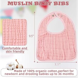 duludulu Muslin Baby Bibs, Baby Bibs for Baby Girl & Boy Organic Cotton Newborn Drool Bandana Bibs and Burping Cloth, Adjustable Soft Baby Bib for Drooling and Teething (6 Pack)