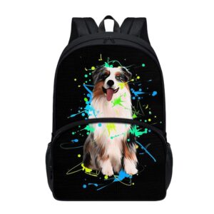 hugs idea kids backpack australian shepherd aussie dog print school bags for teen girls boys elementary bookbags large school backpack