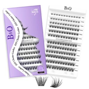 lash clusters 144pcs volume individual lashes 8-18mm b&q eyelash clusters diy cluster eyelash extensions wispy cluster lashes beginner eyelash extension long lasting lashes wispy(dtfd-classic)