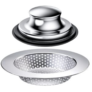 huntonry 2pcs kitchen sink stopper and kitchen sink drain strainer, drain catcher and drain cover for kitchen sink, drainer for standard 3-1/2 inch garbage disposal sink drain