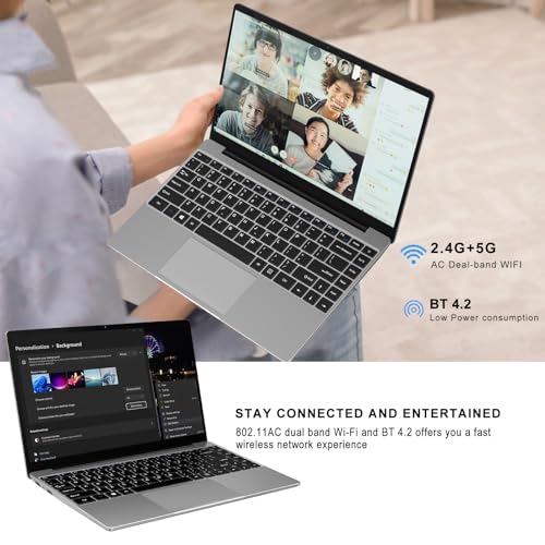 Ruzava/Aocwei Laptop Win 11 14" 6GB DDR4 128GB SSD Intel N4020 (Up to 2.8Ghz) 2-Core 1920x1080 FHD Dual WiFi BT4.2 Adapter Support 512GB TF 1TB SSD Expand for Work Study Entertainment-Gray