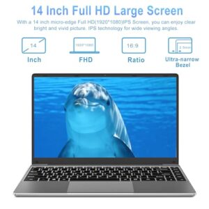 Ruzava/Aocwei Laptop Win 11 14" 6GB DDR4 128GB SSD Intel N4020 (Up to 2.8Ghz) 2-Core 1920x1080 FHD Dual WiFi BT4.2 Adapter Support 512GB TF 1TB SSD Expand for Work Study Entertainment-Gray