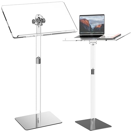 Ultra Clear Acrylic Pulpit Podium Stand | Modern Portable Pulpits for Churches Pastors Modern School Classroom Lecterns | Music Wedding Event Reception (Classic-24'X16')