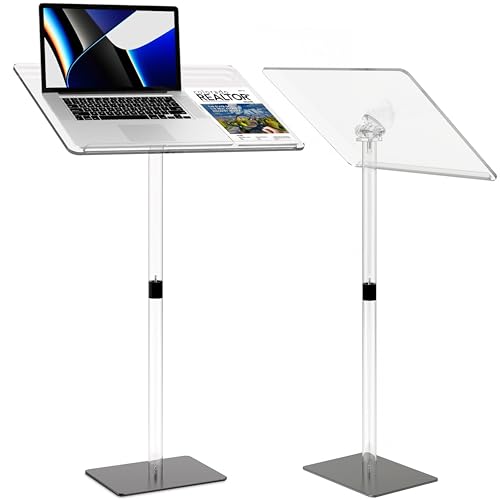 Ultra Clear Acrylic Pulpit Podium Stand | Modern Portable Pulpits for Churches Pastors Modern School Classroom Lecterns | Music Wedding Event Reception (Classic-24'X16')