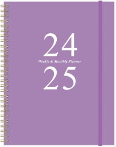 2024-2025 planner - weekly & monthly planner spiral bound, planner 2024-2025 from july 2024 - june 2025 with monthly tabs, inner pocke, 8.5" x 11", purple