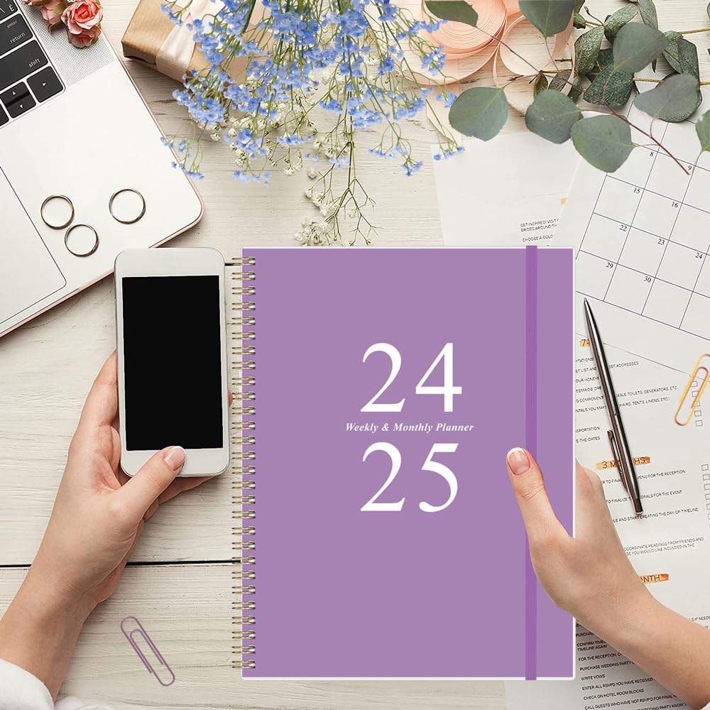 2024-2025 Planner - Weekly & Monthly Planner Spiral Bound, Planner 2024-2025 from July 2024 - June 2025 with Monthly Tabs, Inner Pocke, 8.5" x 11", Purple