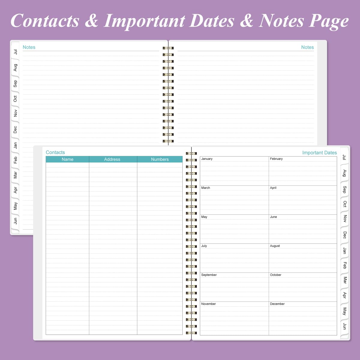 2024-2025 Planner - Weekly & Monthly Planner Spiral Bound, Planner 2024-2025 from July 2024 - June 2025 with Monthly Tabs, Inner Pocke, 8.5" x 11", Purple