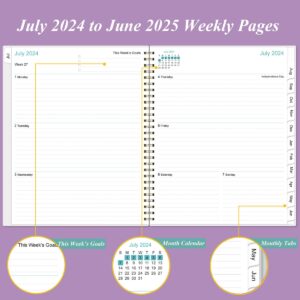 2024-2025 Planner - Weekly & Monthly Planner Spiral Bound, Planner 2024-2025 from July 2024 - June 2025 with Monthly Tabs, Inner Pocke, 8.5" x 11", Purple