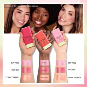 MOLAKS Cream Blush Stick, Lightweight and Long Lasting Cream Blush, Solid Moisturizer Stick, Cream Blush Makeup for Cheeks, Lightweight Cream Blush, Goes on Well for Mature Skin (SHY PINK)