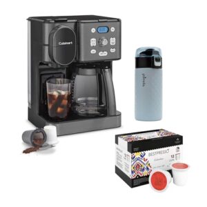 cuisinart stainless steel coffee center combo coffee maker (black) bundle with colombian roast single serve kcup and stainless steel tumbler (3 items)