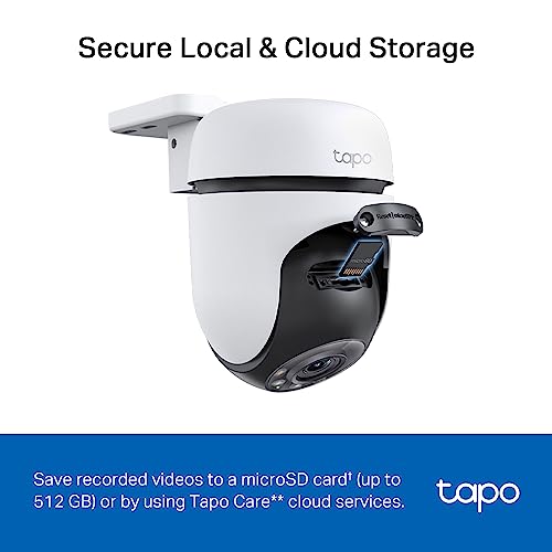 TP-Link Tapo 2K Outdoor Pan/Tilt Security Wi-Fi Camera, 360° View, Motion Tracking, Compatible with Alexa & Google Home, Night Vision, Free AI Detection, Up to 512GB Storage, Tapo C510W