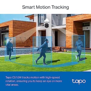 TP-Link Tapo 2K Outdoor Pan/Tilt Security Wi-Fi Camera, 360° View, Motion Tracking, Compatible with Alexa & Google Home, Night Vision, Free AI Detection, Up to 512GB Storage, Tapo C510W