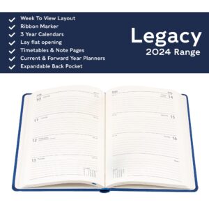 Collins Legacy Weekly Planner 2024 - Daily Planner 2024 Diary - Soft Touch Flexible Cover Weekly Calendar 2024 - A5 Size Agenda 2024 (Blue)