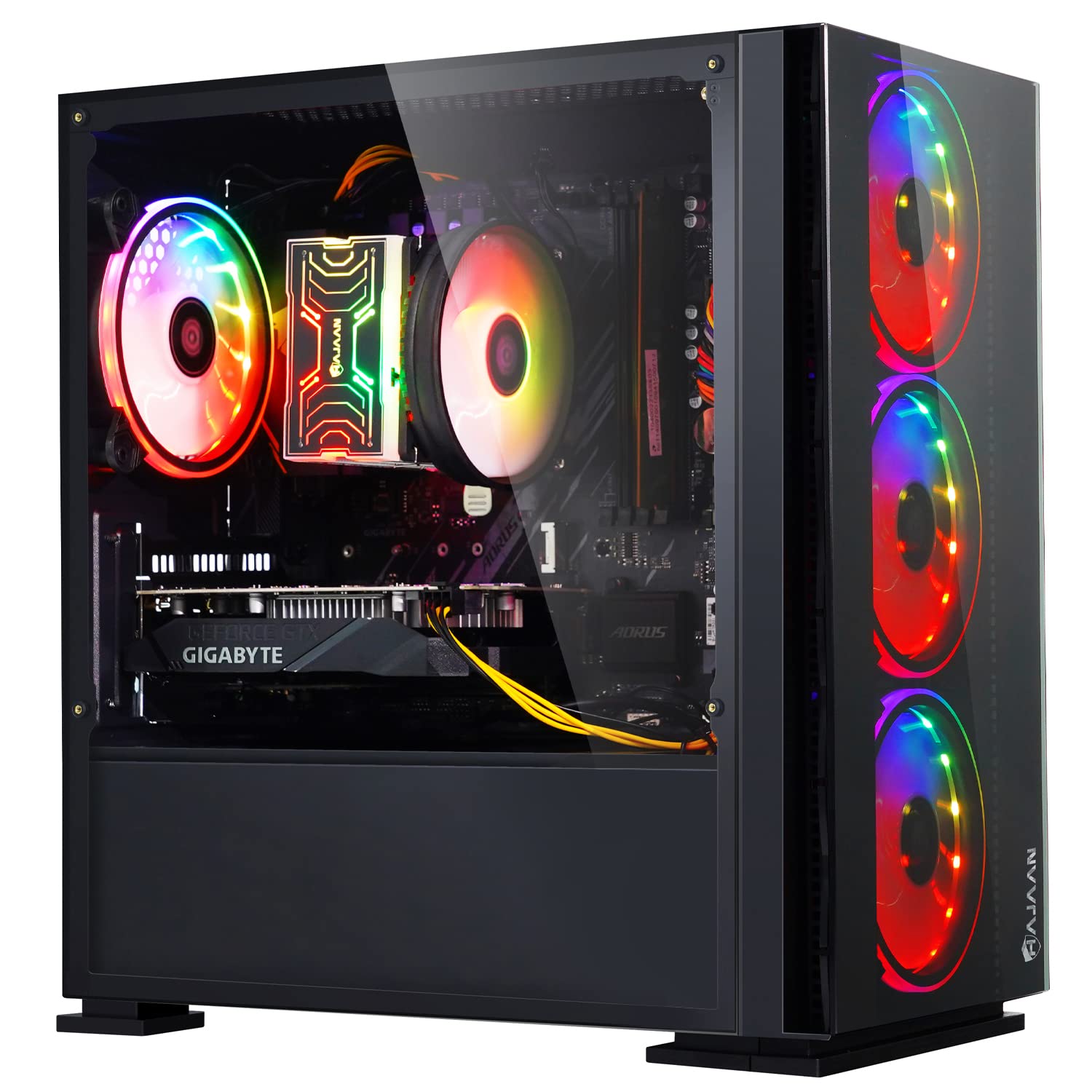 HAJAAN Gaming PC Desktop Tower - Intel i7 Quad Core Processor Upto 4.0GHz - 16GB DDR4 RAM 1TB SSD - AMD Radeon RX 580 8GB - RGB Keyboard Mouse - WiFi Ready - Windows 10 Pro