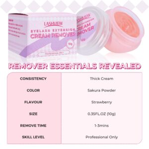 LASHVIEW Eyelash Extension Remover Cream, Strawberry Flavor Cream, Lash Remover for Lash Extensions,10g