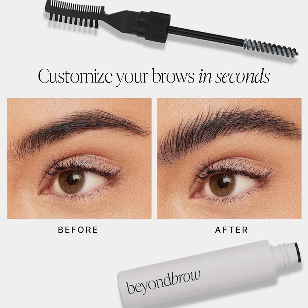 BEYONDBROW 3D Brow Gel & Wax with Lamination Effect, 2-In-1 Hybrid Formula - From Soft, Natural Brows to Fluffy, Feather Brows - Vegan, Cruelty-free, Long Lasting, Water-resistant