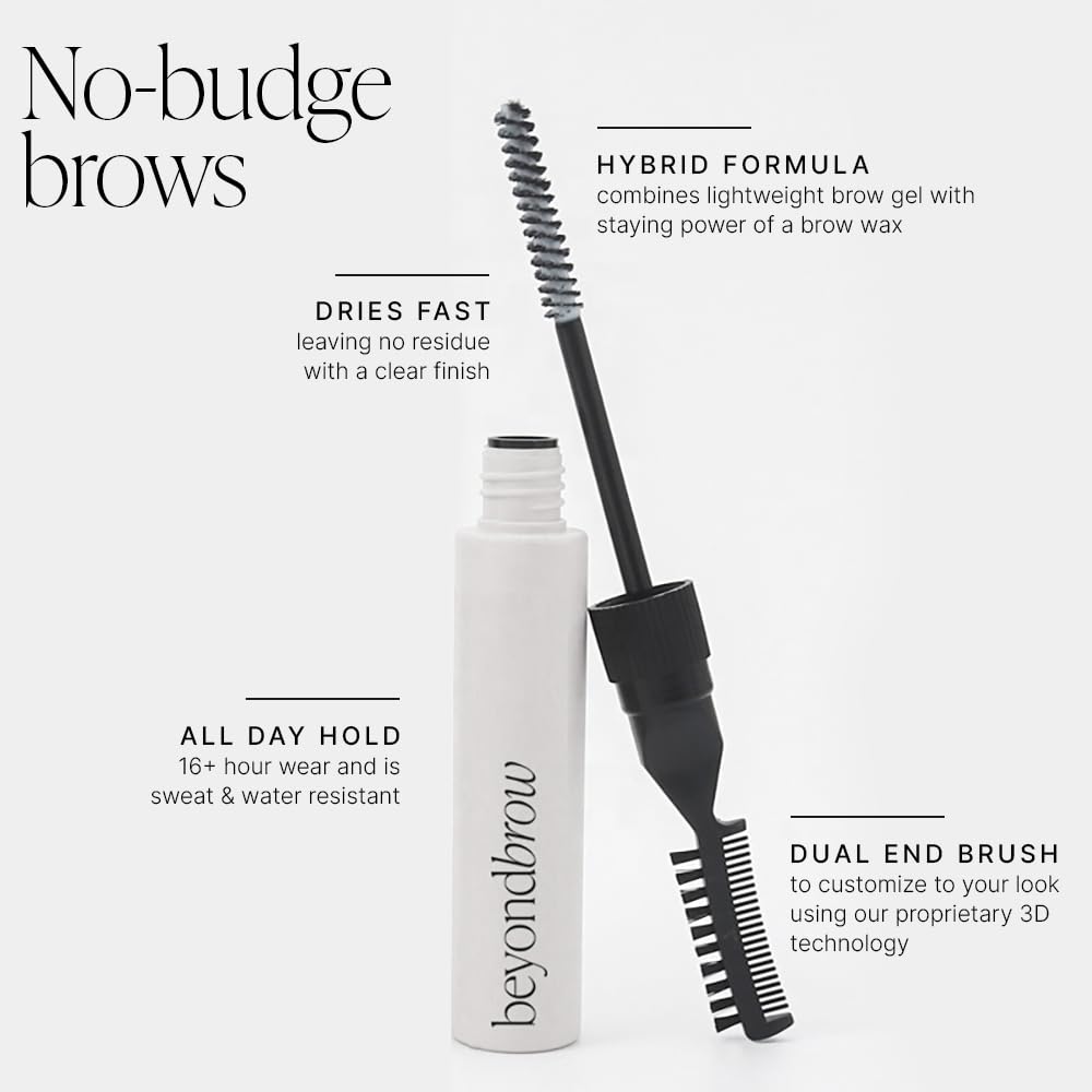 BEYONDBROW 3D Brow Gel & Wax with Lamination Effect, 2-In-1 Hybrid Formula - From Soft, Natural Brows to Fluffy, Feather Brows - Vegan, Cruelty-free, Long Lasting, Water-resistant