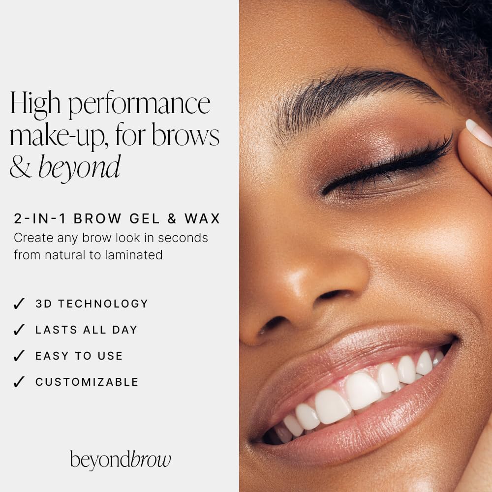 BEYONDBROW 3D Brow Gel & Wax with Lamination Effect, 2-In-1 Hybrid Formula - From Soft, Natural Brows to Fluffy, Feather Brows - Vegan, Cruelty-free, Long Lasting, Water-resistant