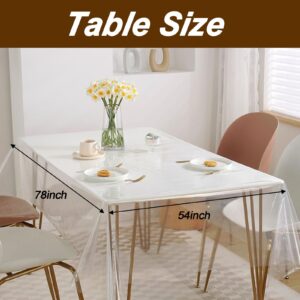 Fixwal Clear Plastic Table Cover Protector 54 x 78 Inch 100% Waterproof Vinyl PVC Table Cloth, Oil Spill Proof, Wipe Clean Rectangle Table Cover for Dining Table, Parties & Camping