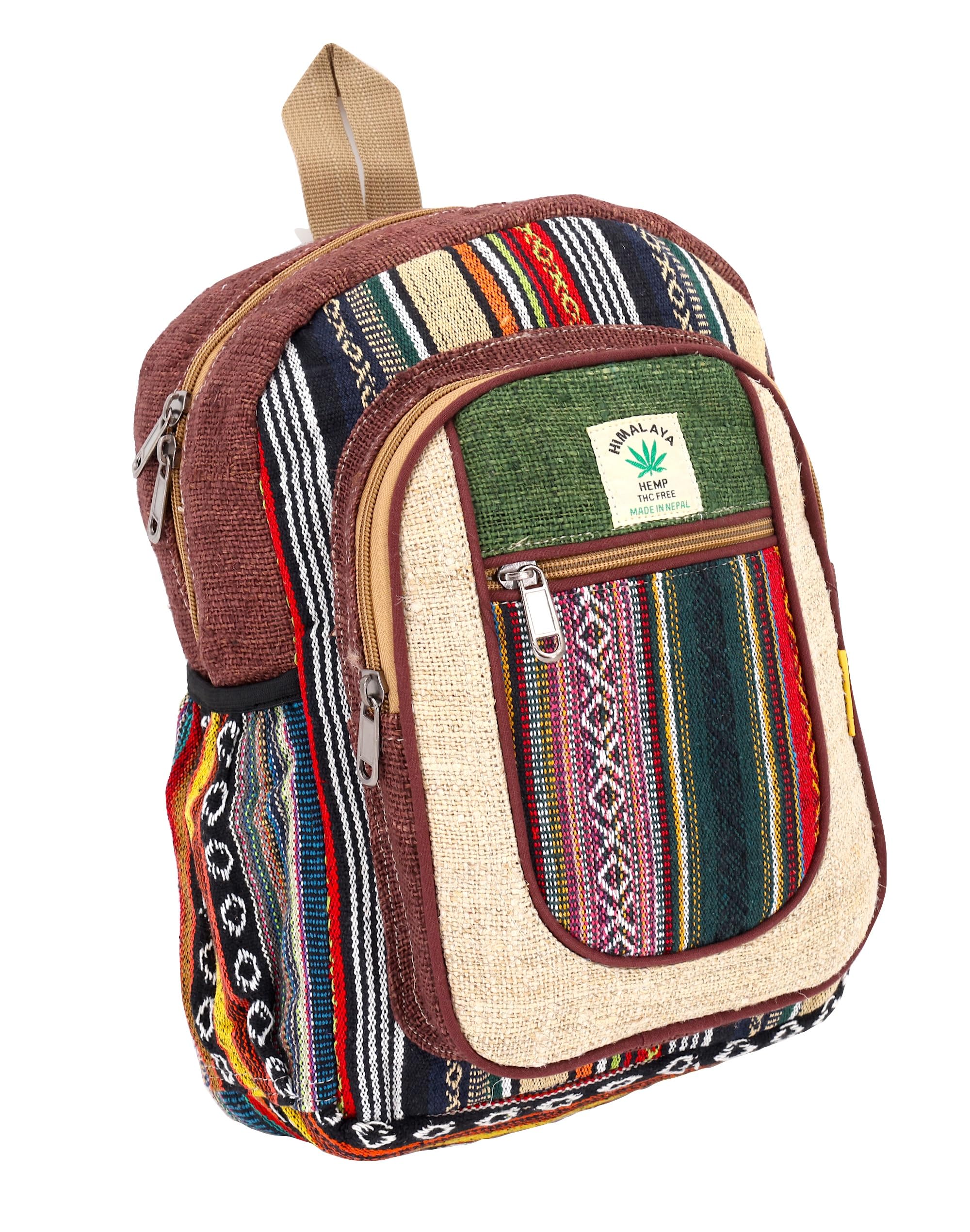 Unique design Himalaya Hemp Hippie Backpack Festival Backpack Hiking Backpack FAIR TRADE Handmade with Love. (BROWN)